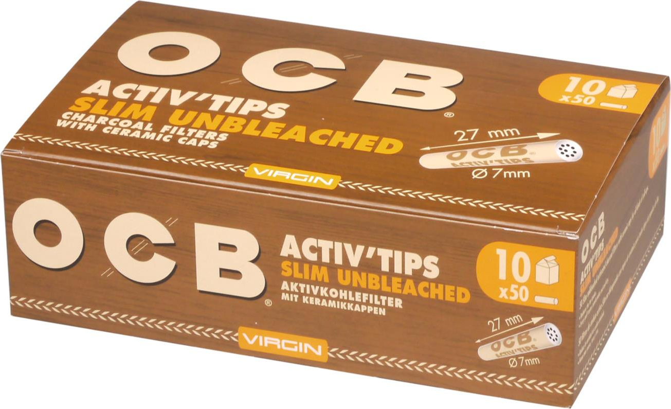 OCB Aktivkohlefilter Activ'Tips Slim Unbleached 7mm/50 Fil ...
